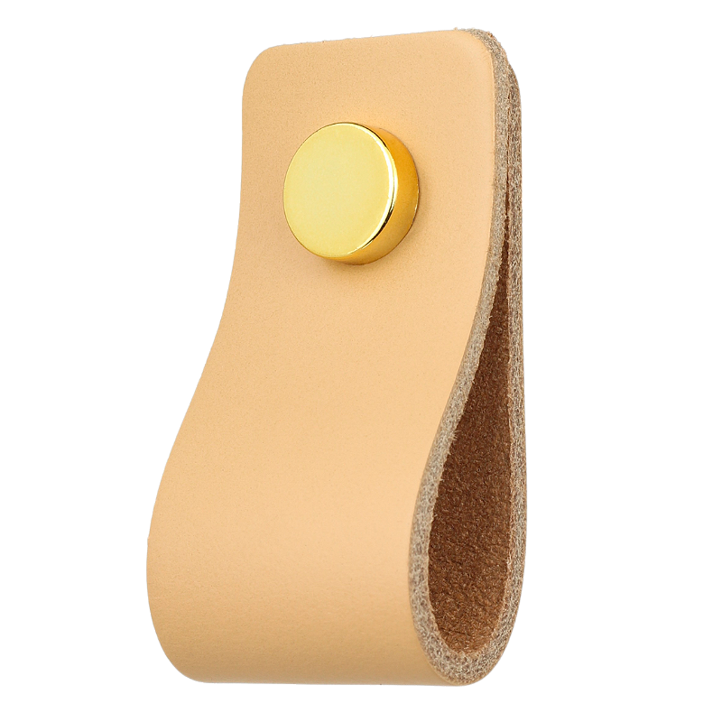 Puxador Couro Bege Ponto Bávaro - A legítima elegância do couro!