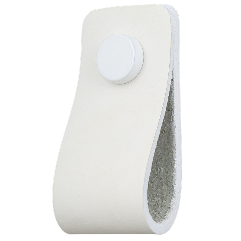 Puxador Couro Branco Ponto Bávaro - A legítima elegância do couro!
