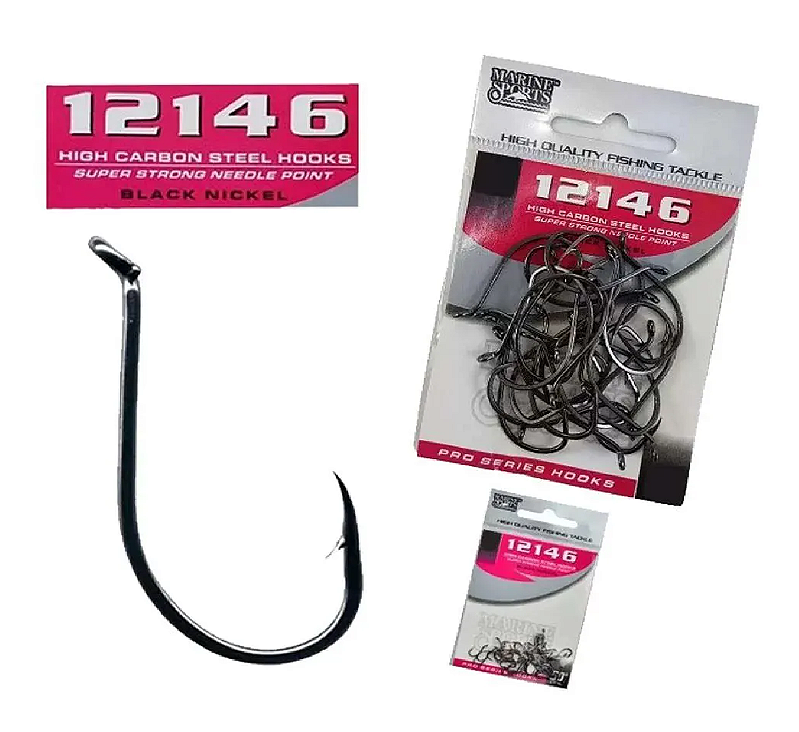 Anzol 12146 Preto Black Marine Sports Cartela Diversos Tamanhos ...