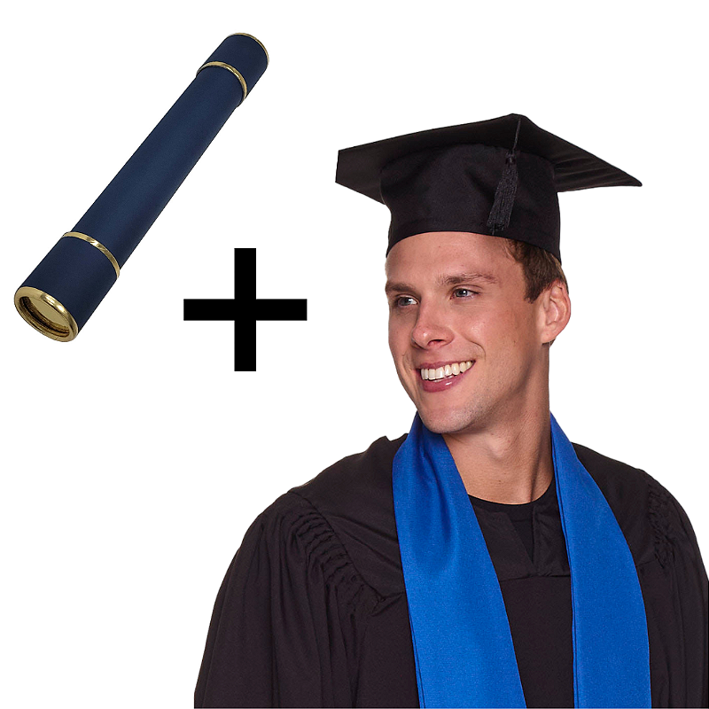 Capelo + Canudo de Formatura Azul Marinho - Kit - Debora Becas