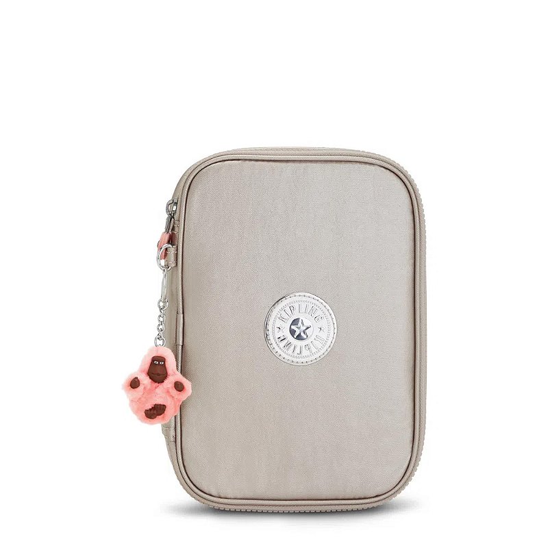Estojo Kipling 100 Pens Soft Metallic Glow Bege - Viajante Moderno