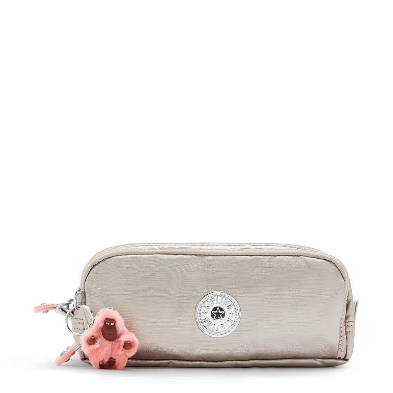 Estojo Kipling Gitroy Soft Metallic Glow Prata - Viajante Moderno