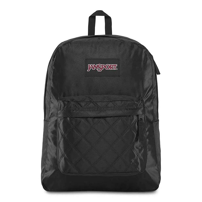 Mochila JanSport Super Fx Black Satin Diamond Quilting 25L - Viajante ...