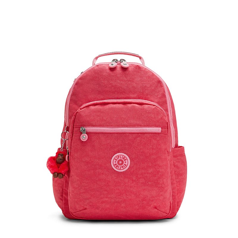 Mochila Kipling Seoul 27L Rosa Glitter - Viajante Moderno