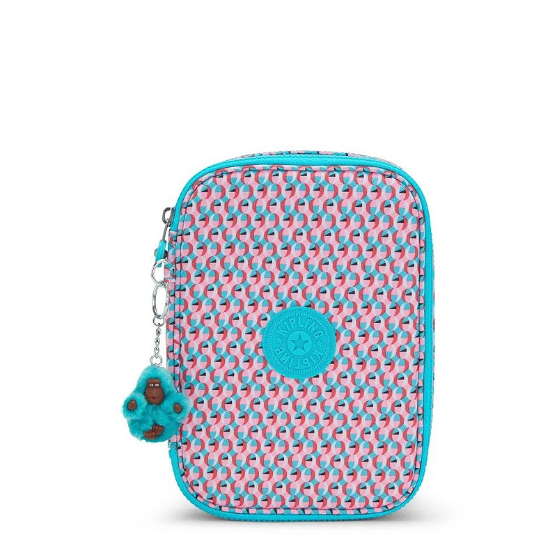 Estojo Kipling 100 Pens Poppy Geo Rosa - Viajante Moderno