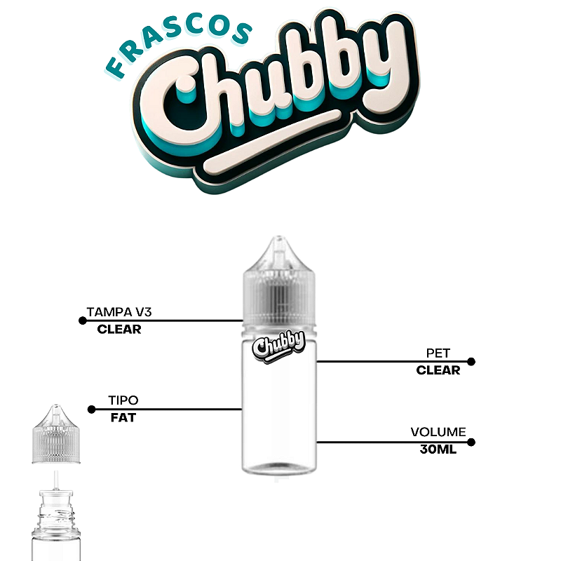 Frasco Chubby V3 30ml FAT | Clear/Clear - 10un - Frascos Chubby