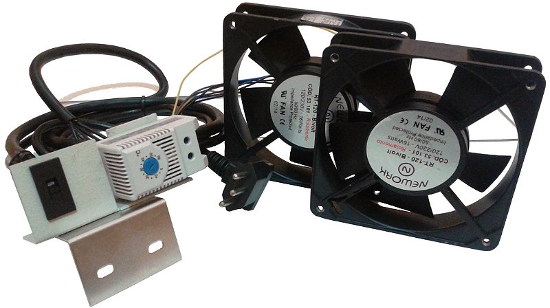 Kit de Ventiladores Bivolts CA Automático Termostato para rack telecom ...