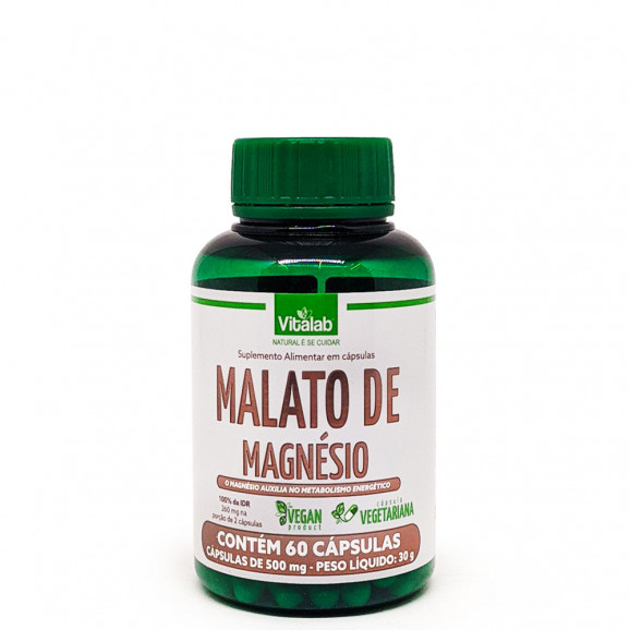 Cápsulas de Malato de Magnésio Vegetariano 60 de 500mg da Vitalab na B - Bela Cerealista