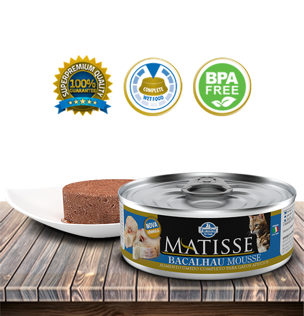 Ração Úmida Matisse Bacalhau Mousse para Gatos Adultos - 85Gr - PET ...