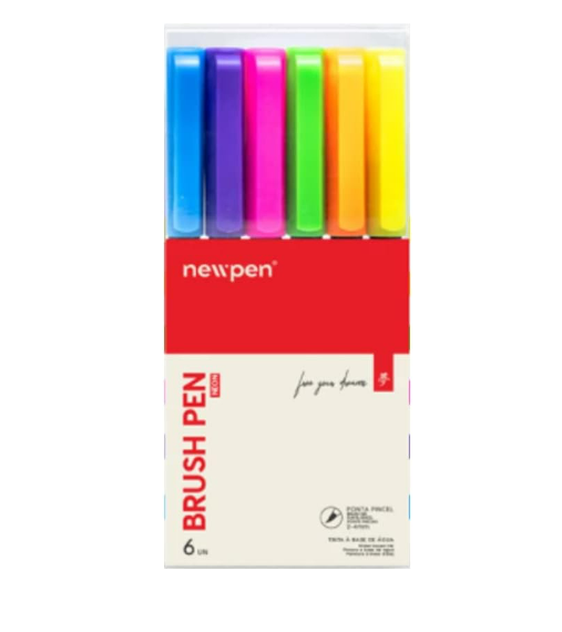 Brush Pen Neon Newpen - 6 Cores - Casa Elias