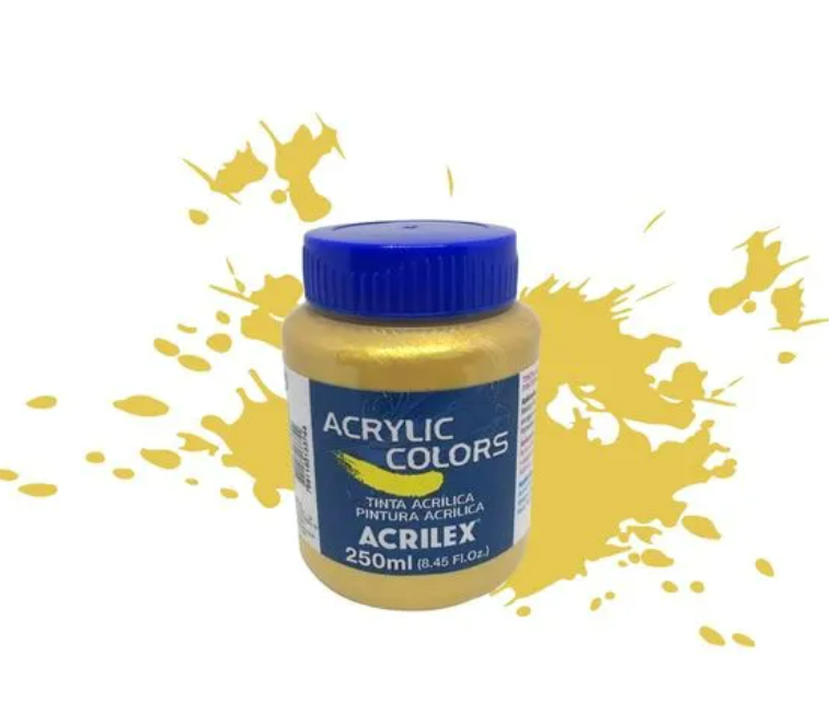 Tinta Acrílica Acrylic Colors Acrilex 250ml - G3 Ouro Iridescente 385 ...