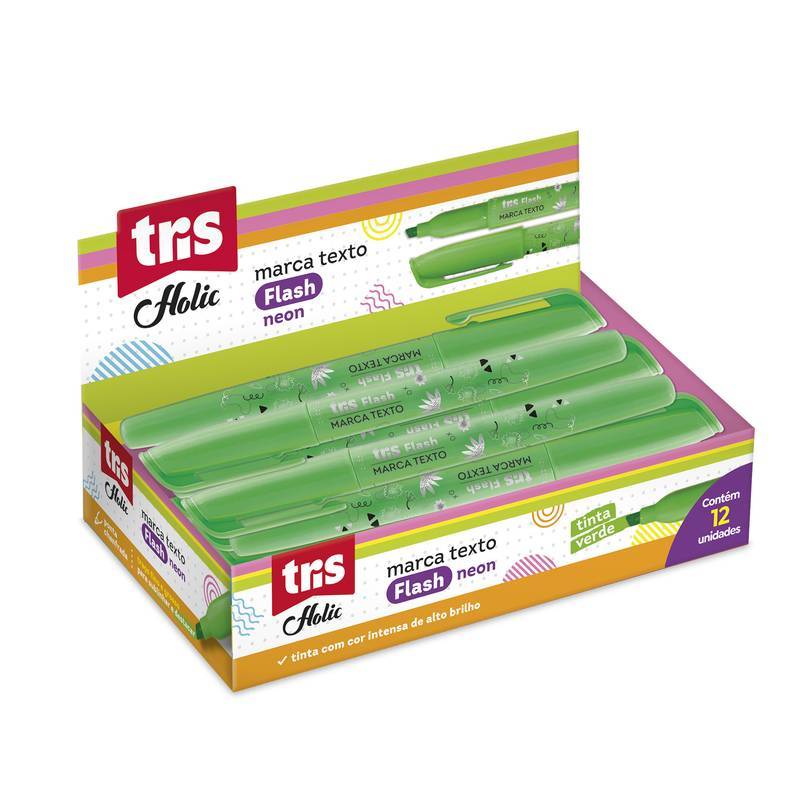 MARCA TEXTO TRIS FLASH Verde - Atacado Adora Papelaria Fofa