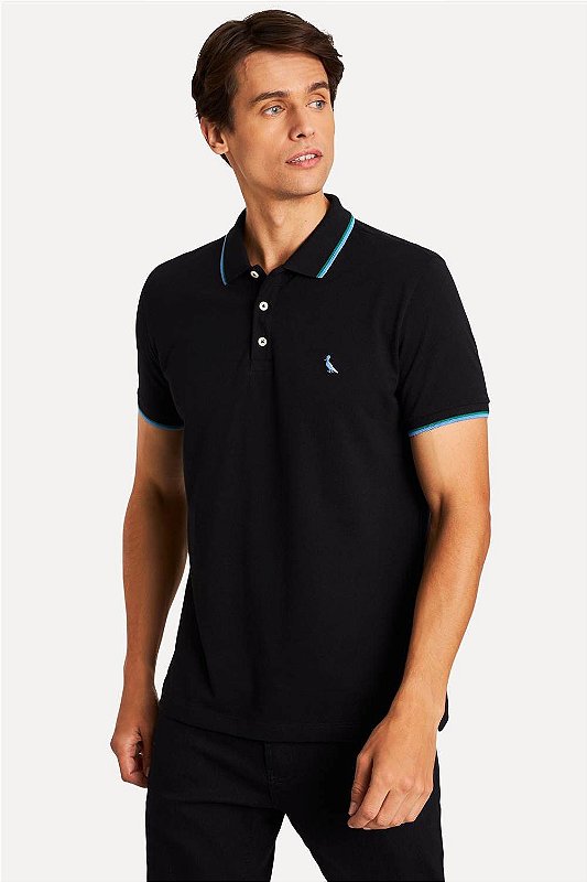 POLO RESERVA FRISO DUPLO- PRETO - Lojas Trend