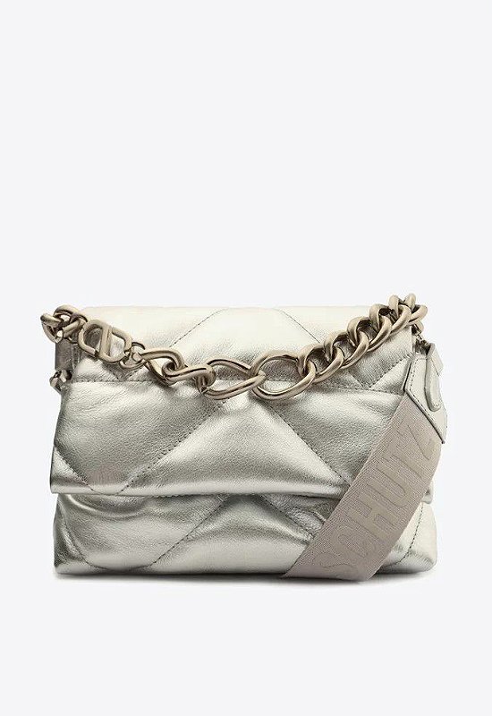 BOLSA SCHUTZ TIRACOLO BARBARA PEQUENA - PRATA - Lojas Trend