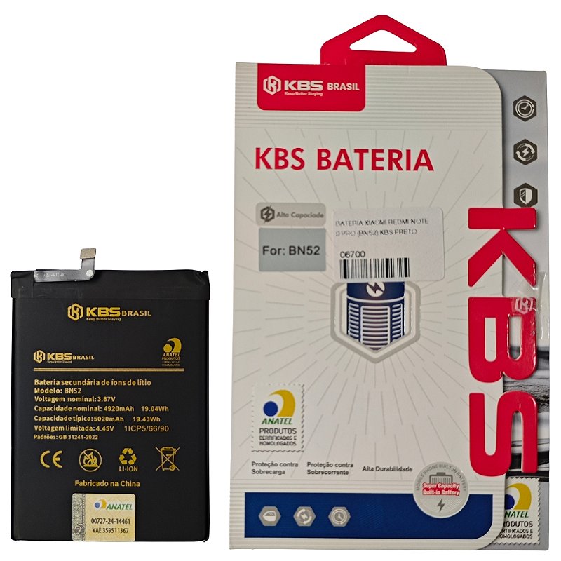 Bateria Xiaomi Redmi Note 9 Pro (BN52) KBS - X3 Distribuidora - Peças ...