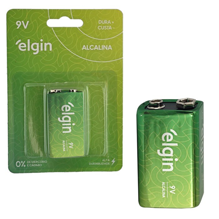 BATERIA 9 VOLTS ALCALINA ELGIN - Estrelamar da Freguesia Materiais de ...