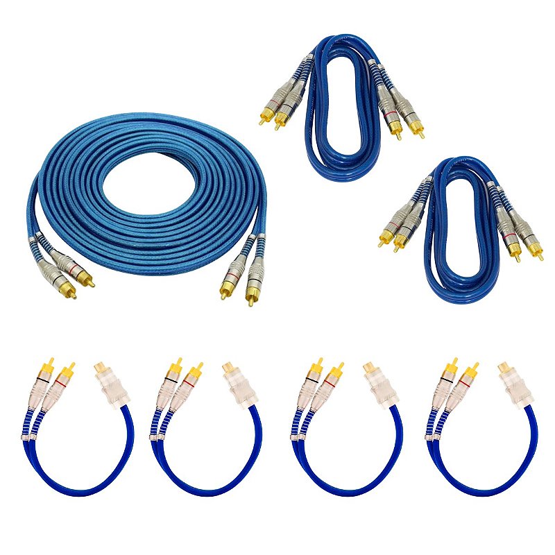 Kit Cabos Azul 5m + 2 1m + 4 Y - Tech One - Auto Equip