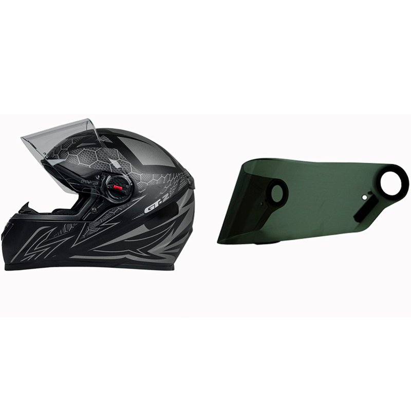 Kit Capacete GT2 Preto + Viseira Fumê - Fw3 - Auto Equip