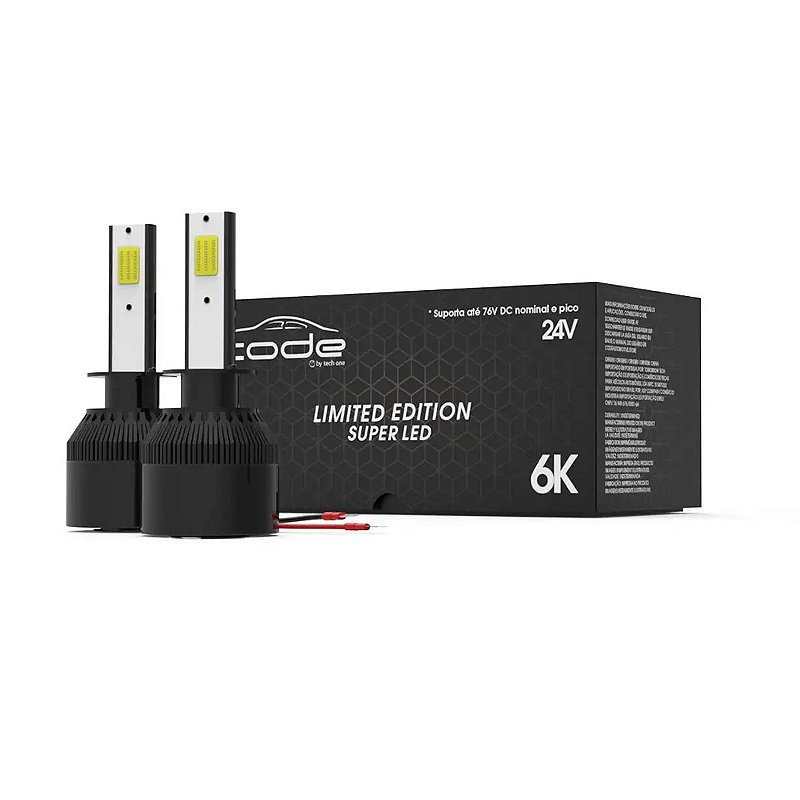 Kit Super Led Branca Efeito Xenon Tech One 6000k 24v H3 - Auto Equip