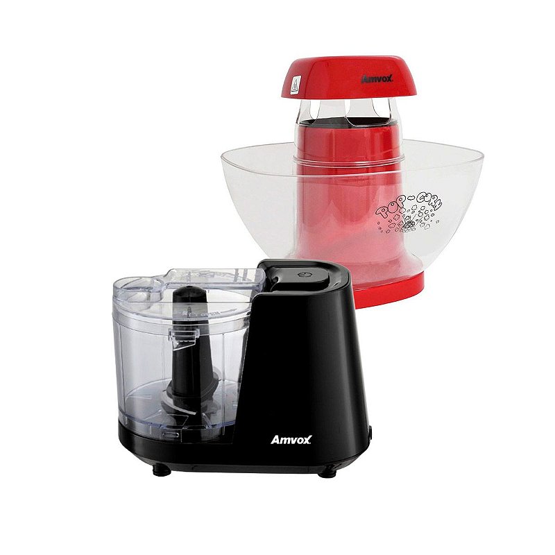 Kit Pipoqueira Elétrica Sem Óleo Com Tigela Amvox + Mini Processador ...