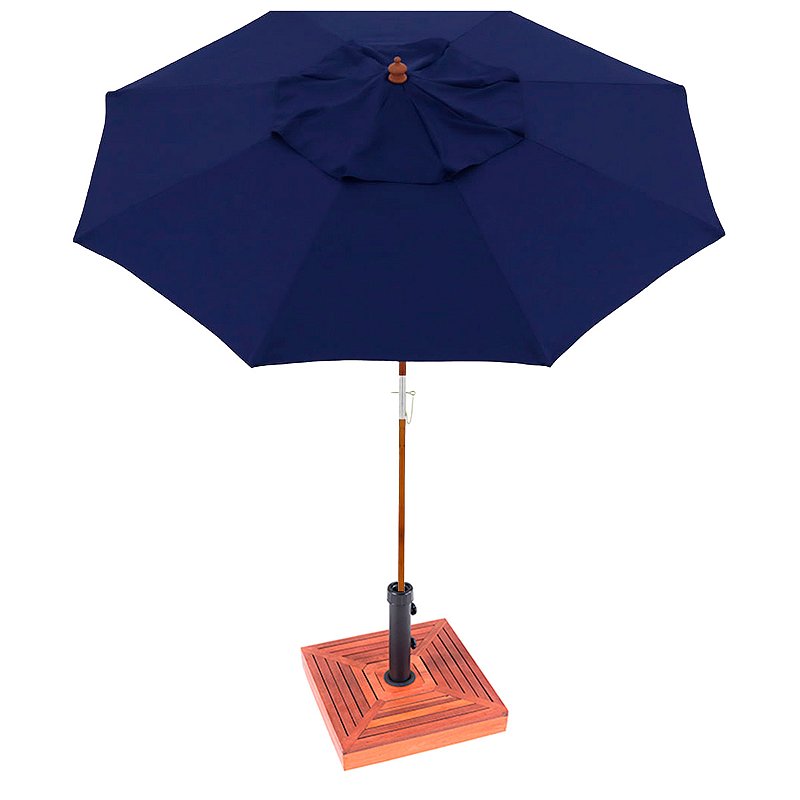 Ombrelone Treviso Azul Marinho Com Estrutura de Madeira 2,40m + Base ...
