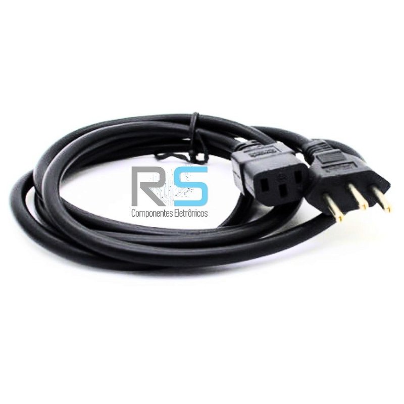 CABO DE FORÇA MACHO/FÊMEA 180º 3X0,75MM 500V/10A 1,5 METROS - RS ...