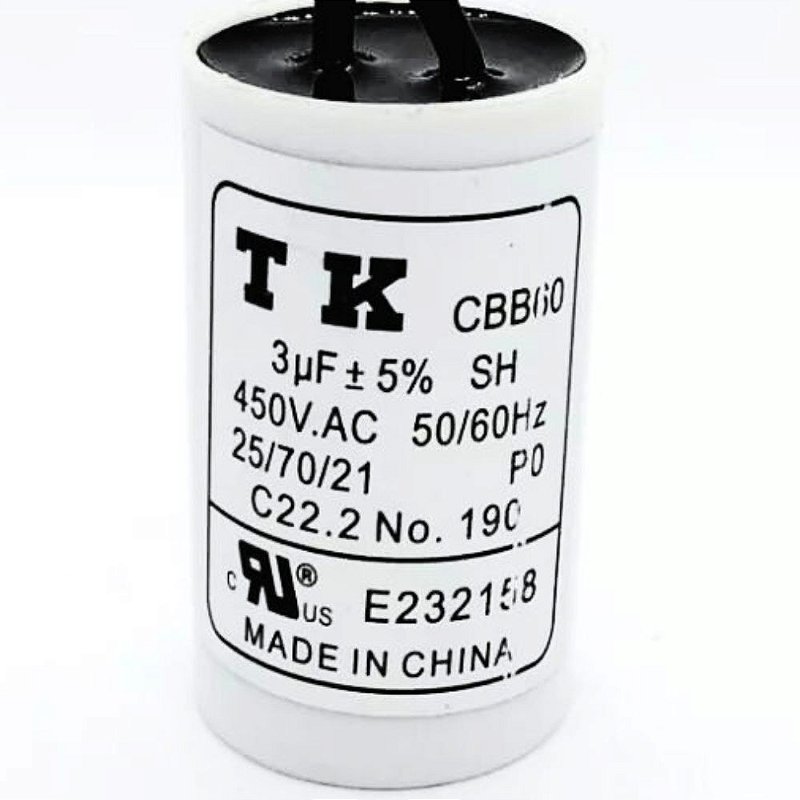 CAPACITOR PPM 3UF 450VAC CBB60 26X45MM FIO TK - RS COMPONENTES ELETRÔNICOS
