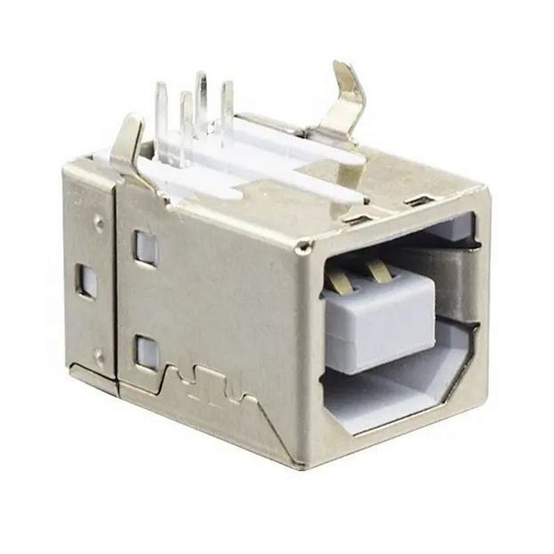 CONECTOR USB TIPO B 90 GRAUS SOLDA PLACA - RS COMPONENTES ELETRÔNICOS