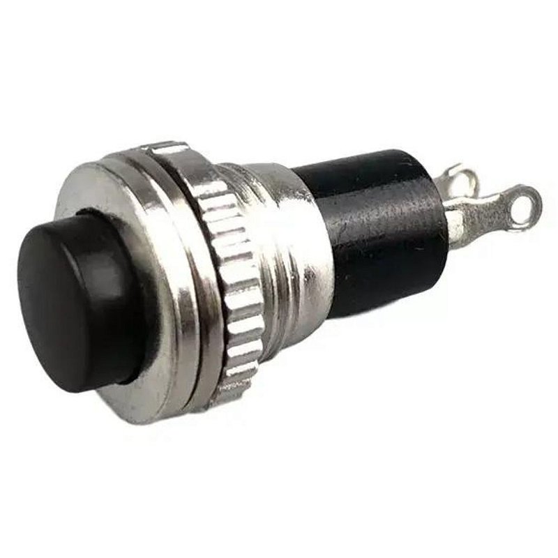 CHAVE PUSH BUTTON DS-314 NA SEM TRAVA PRETA - RS COMPONENTES ELETRÔNICOS