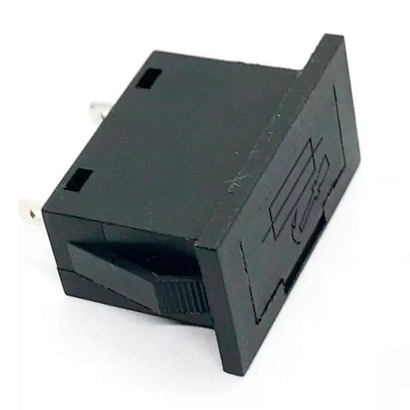 PORTA FUSIVEL RETANGULAR PAINEL PRETO BF-020 - RS COMPONENTES ELETRÔNICOS