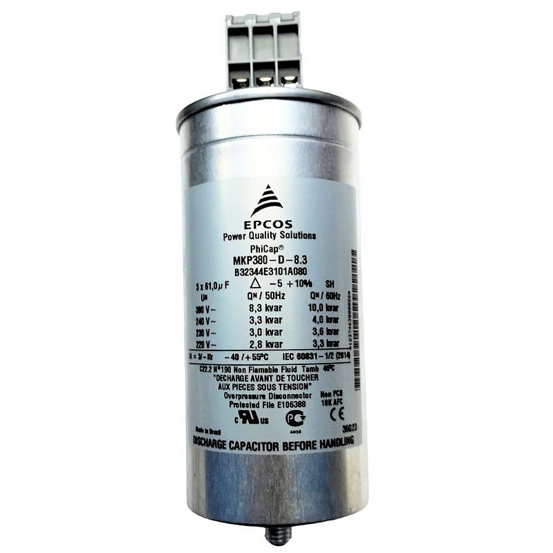 CAPACITOR. TRIFÁSICO 10KVAR 380V B32344E3101A080 EPCOS - RS COMPONENTES ...