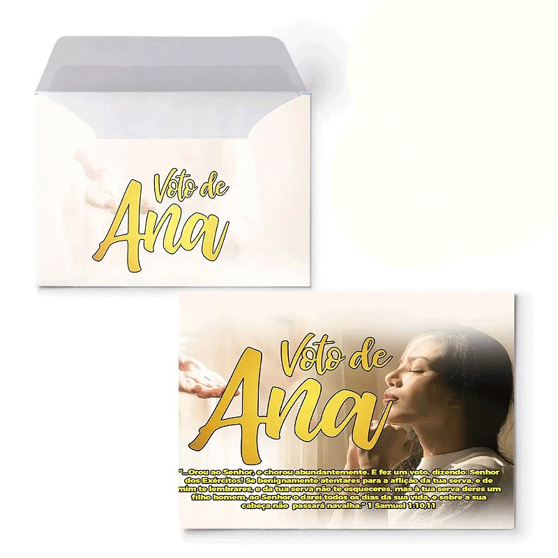 Envelope Colado Voto de Ana – 100uni - Novo Israel - Matérias evangélicos