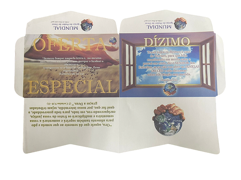 Envelope Duplo Dizimo e Oferta IMPD 100 UNIDADES - Novo Israel ...