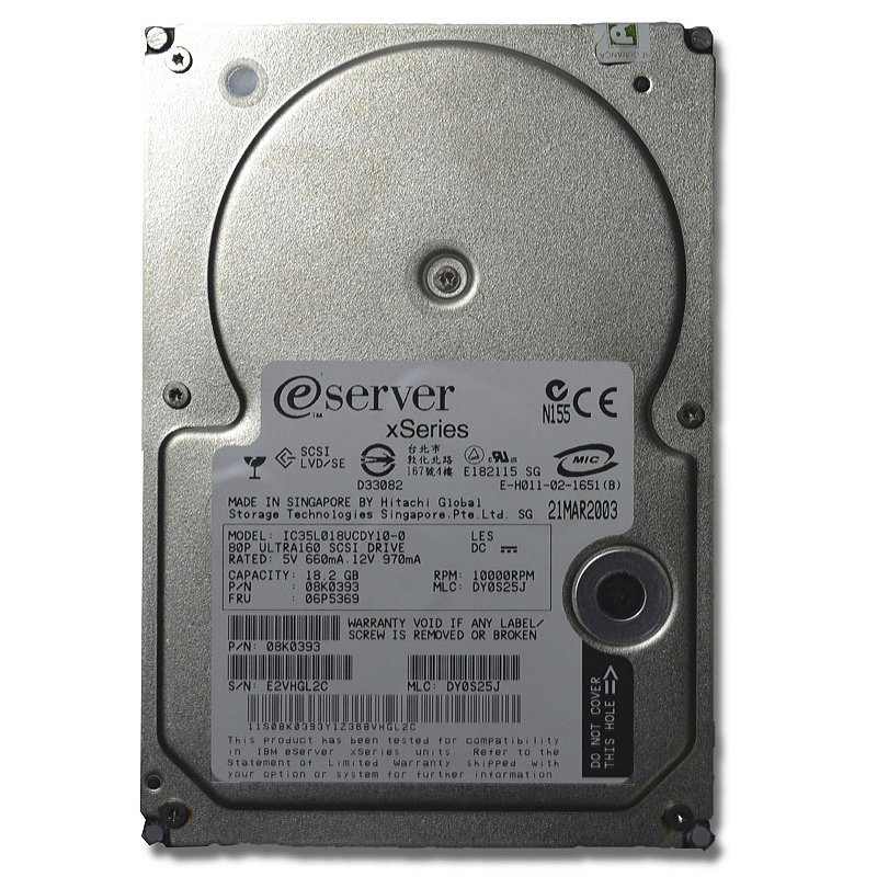 Disco rígido Eserver (08K0393) Ultra160 SCSI 18,2 GB 10K 3,5 polegadas ...