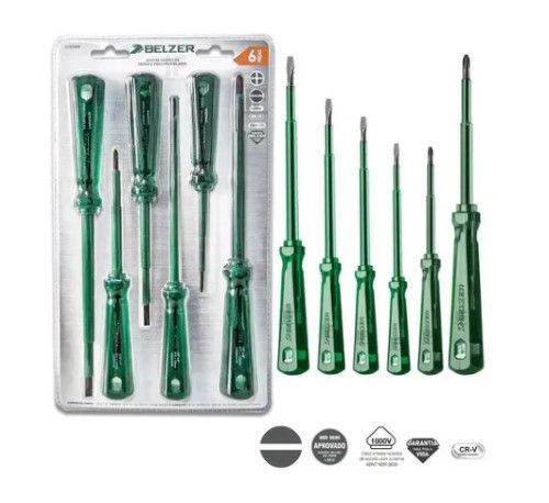 CHAVE FENDA/PHILLIPS JG 6PCS ISOLADA BELZER - Monfer Ferramentas