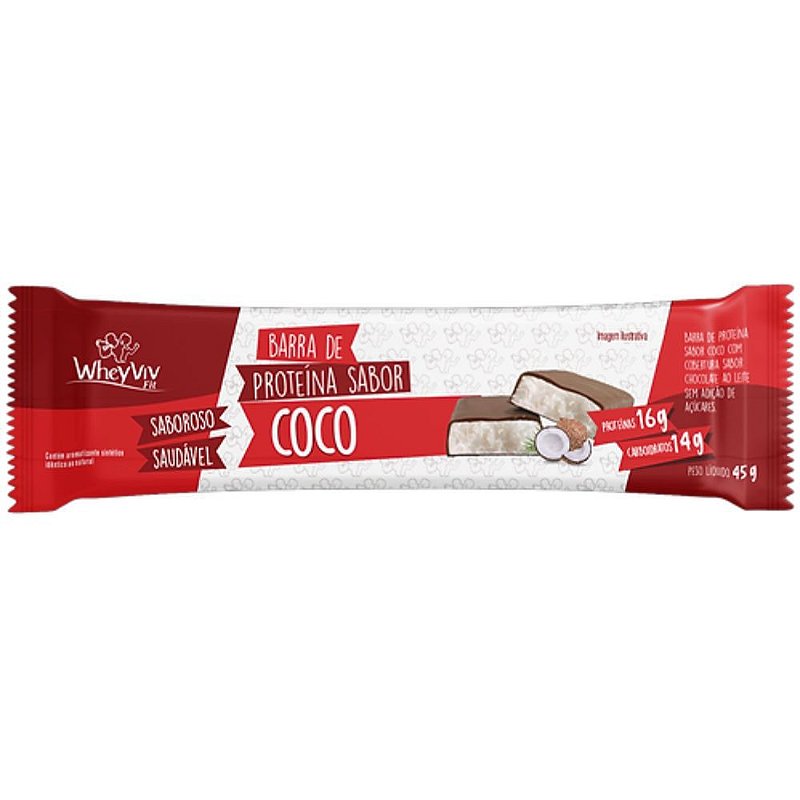 Barra de Proteína Coco 45g - LauryNaturais