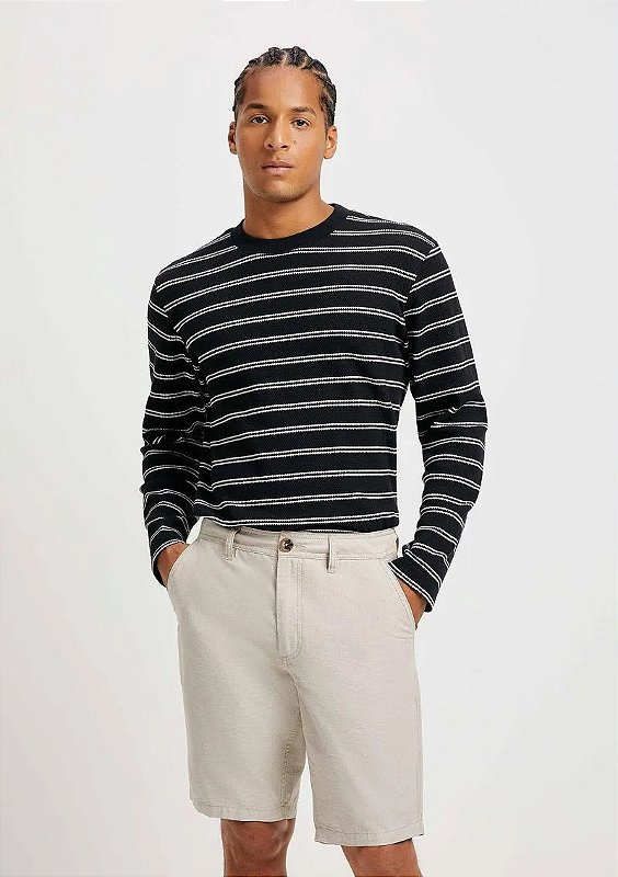 HERING BERMUDA BÁSICA MASCULINA CHINO EM TECIDO FIO TINTO - BEGE ...