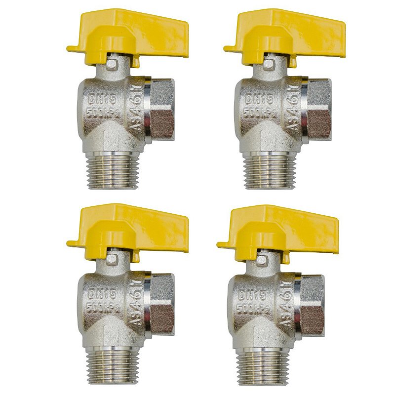 Kit 4 Registro Válvula Esférica 90° RM x RF 1/2'' Pex Gás - BARADEL ...