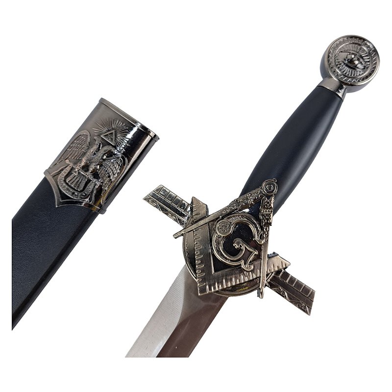 Adaga Maçônica Esquadro Compasso Símbolo Cinza - Tenda Medieval