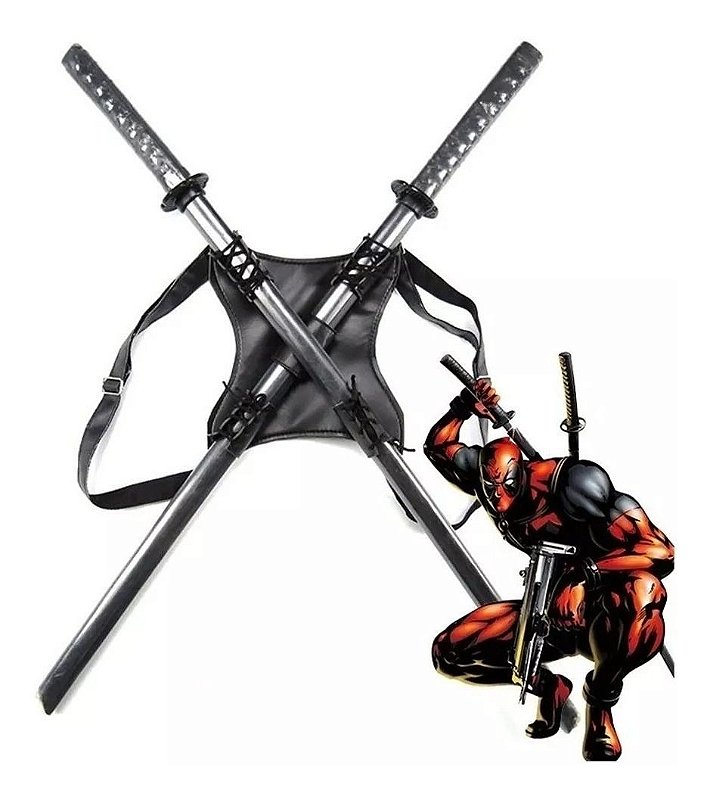 Espadas Deadpool Kit Com 2 Espadas E Suporte Para Costas - Tenda Medieval