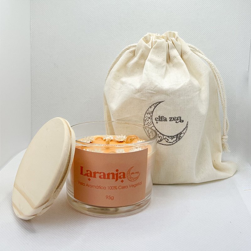 Vela Aromática Laranja 100% Cera Vegetal - Elfa Zen