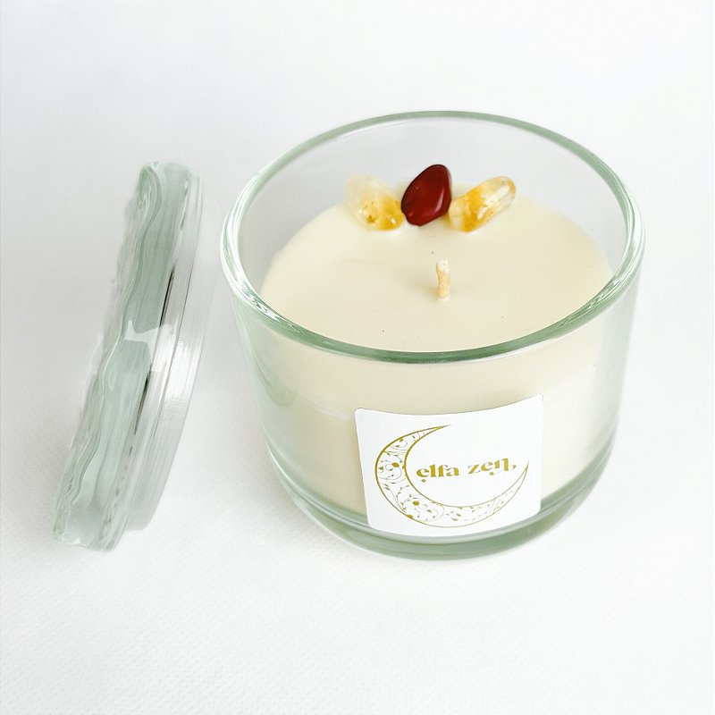 Vela Aromática Maçã e Canela 200g - 100% Cera Vegetal - Elfa Zen