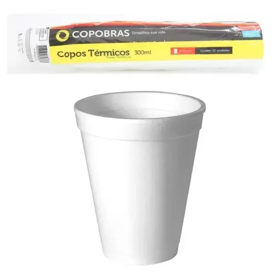 COPO TERMICO ISOPOR 300ML PACOTE C/25 UND COPOBRAS - Ângulo Embalagens