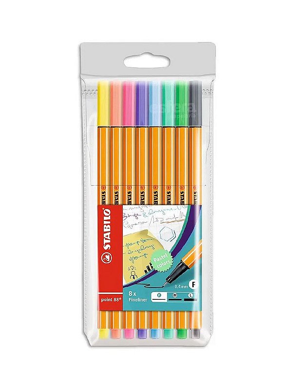 Caneta Hidrográfica Point 88 Pastel Color 8 Cores STABILO - Tema NClean ...