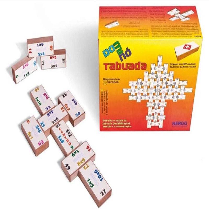 Dominó Tabuada - Hergg - Jogo Educativo - Pingu Brinquedos