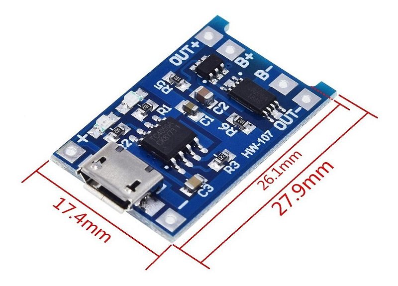 Módulo Carregador Bateria Litio Tp4056 *Micro Usb Hw-107 - Smartcomp ...