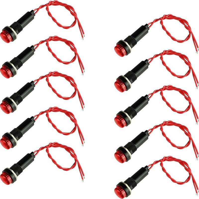 Sinaleiro Led (Olho De Boi) XD8-2 220V Para Painel Vermelho - Kit 10 ...