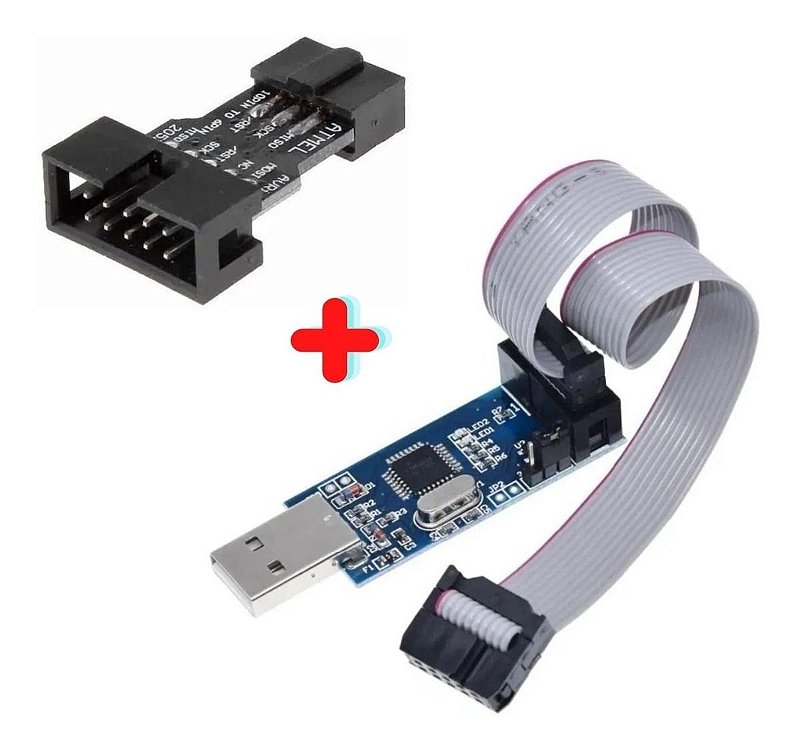 Programador Gravador Atmel Avr Usbasp + Adaptador Avr 6 Pinos ...