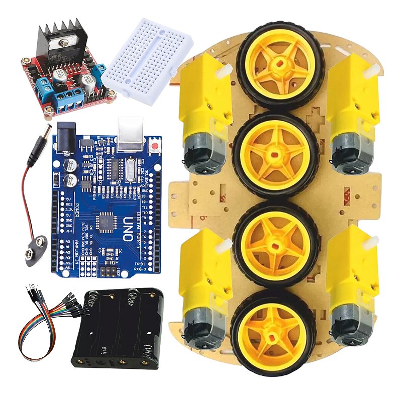 Kit Chassi Duplo 4wd Robô Completo Para Arduino Robótica Motores ...