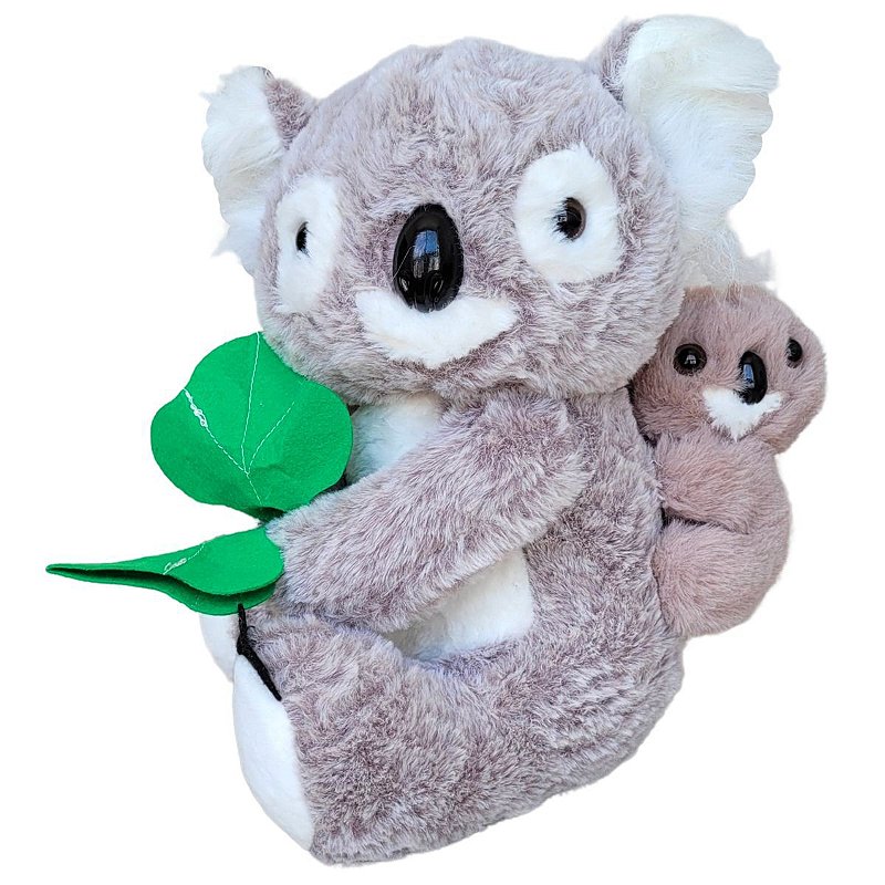 Coala de Pelúcia Com Filhote e Folha Lindo - Nikity Toys - Brinquedos e ...